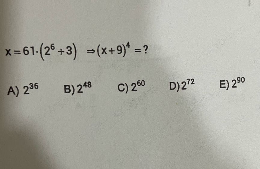 Solved x=61*(26+3)=>(x+9)4=A) 236B) 248C) 260D) 272E) 290 | Chegg.com