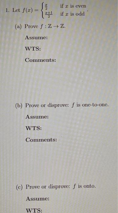Solved 1. Let f(x)={2x2x+1 if x is even if x is odd . (a) | Chegg.com