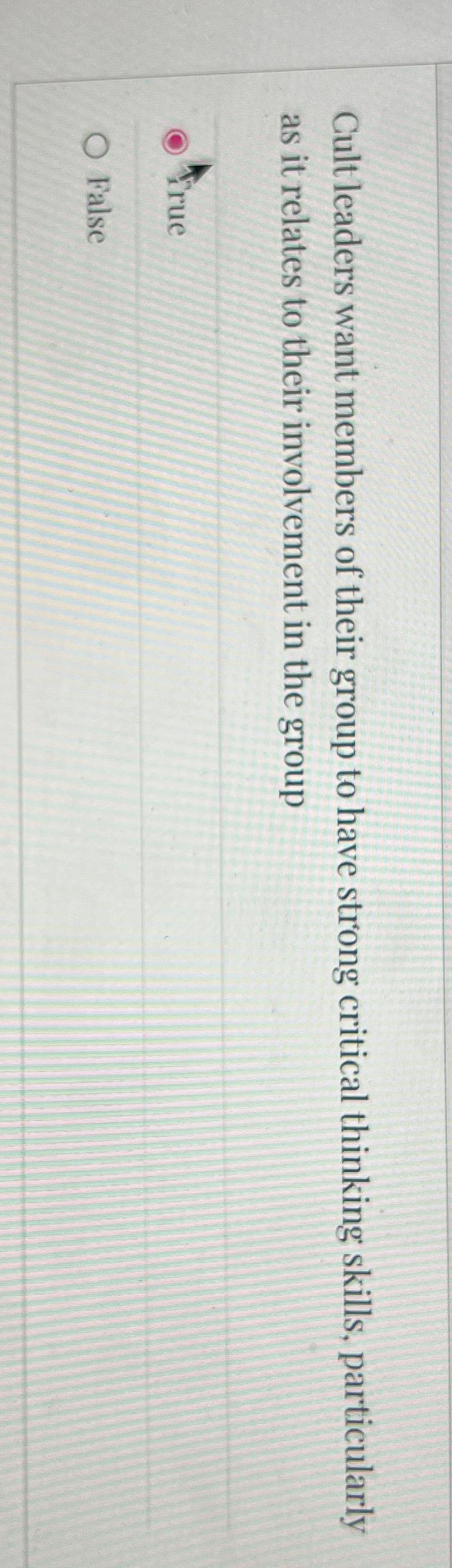 Solved Cult leaders want members of their group to have | Chegg.com