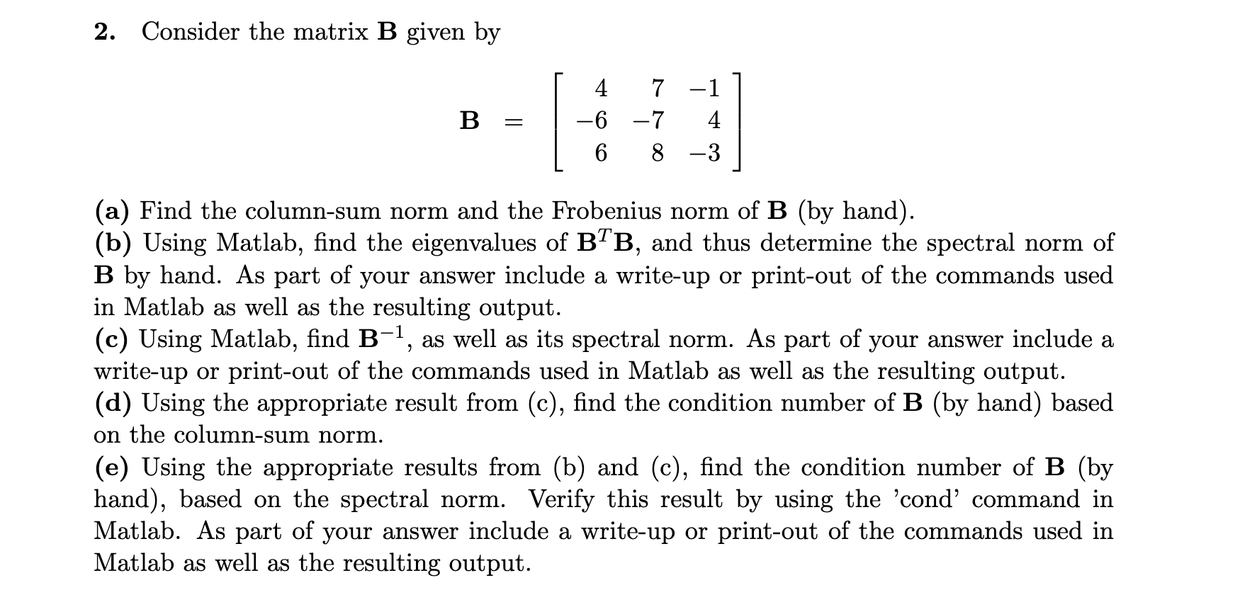Solved 2. ﻿Consider the matrix \( \mathbf{B} \) ﻿given | Chegg.com