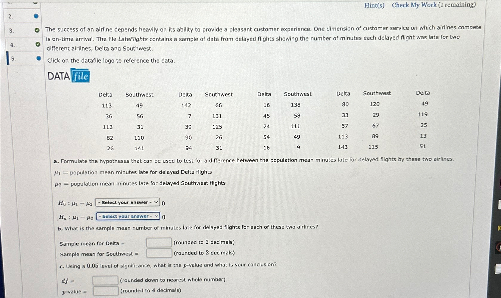 Solved Hint(s) ﻿Check My Work (1 ﻿remaining)2.3.The success | Chegg.com