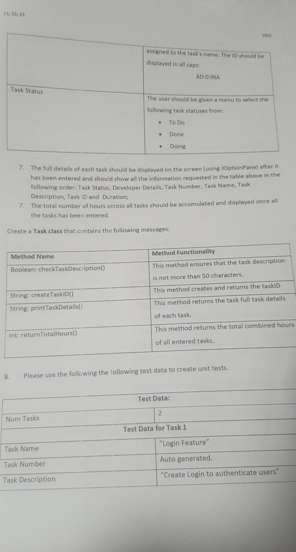 Solved At the end of this specific task, students should be | Chegg.com