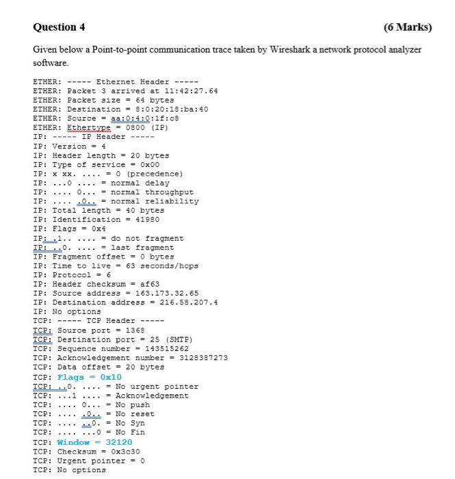 Solved .... Question 4 (6 Marks) Given below a | Chegg.com