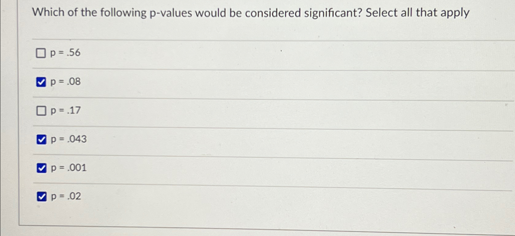 Solved Which of the following p-values would be considered | Chegg.com Solved Which of the following p-values would be considered | Chegg.com