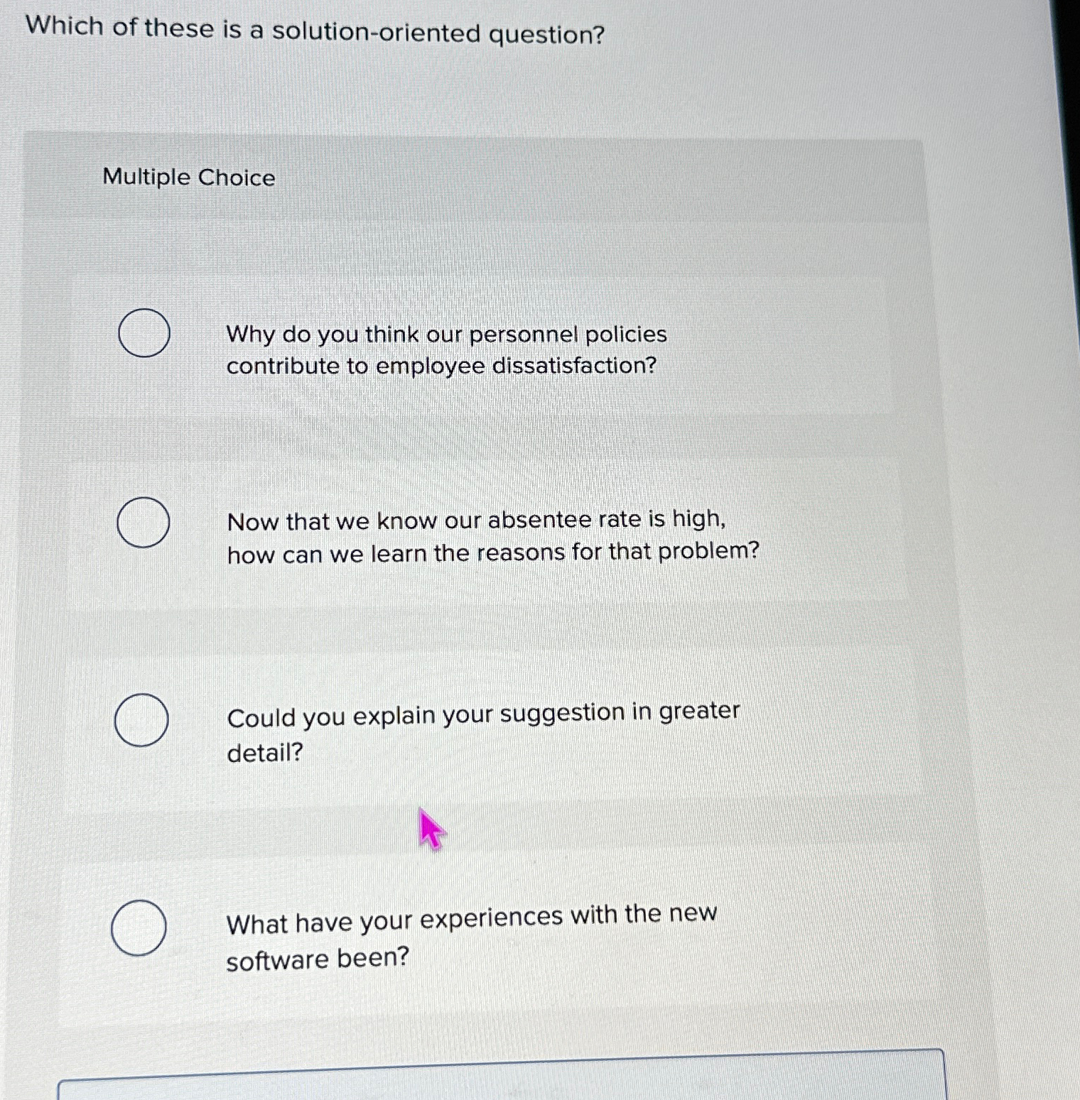 Solved Which of these is a solution-oriented | Chegg.com