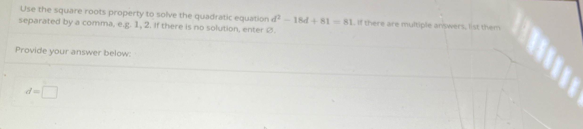 Solved Use the square roots property to solve the quadratic | Chegg.com