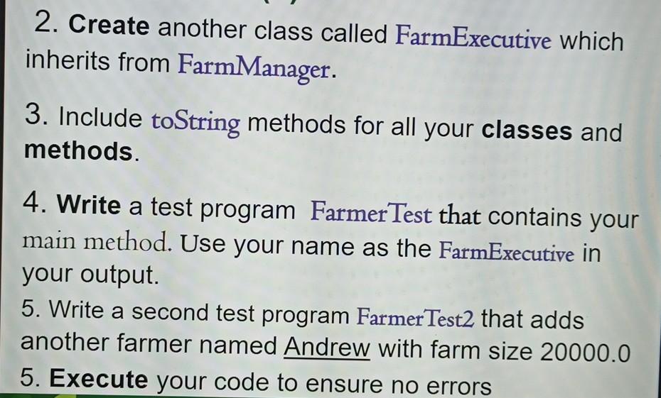 Solved Farmer Java Code File This Class Contains Name Of 1397