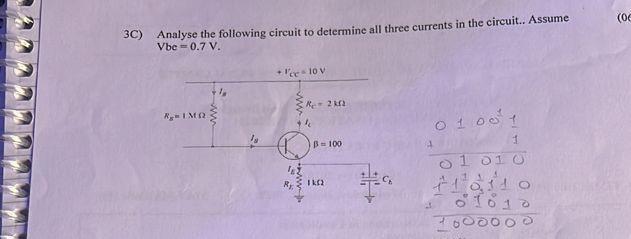 Solved 3C) Analyse the following circuit to determine all | Chegg.com