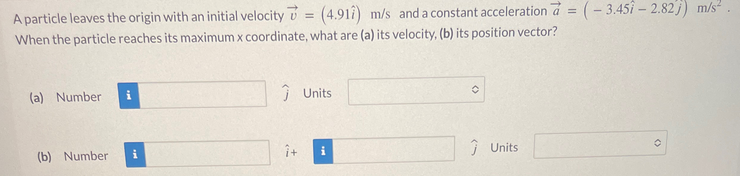 Solved A particle leaves the origin with an initial velocity | Chegg.com