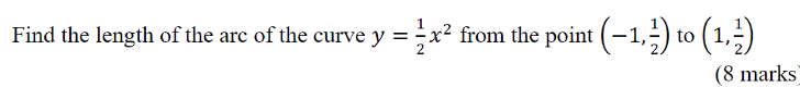 Solved Find the length of the arc of the curve y=12x2 ﻿from | Chegg.com