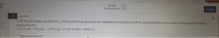 400 int released inkJ? 2C2H2( g)+5O2fg)+4CO2( | Chegg.com