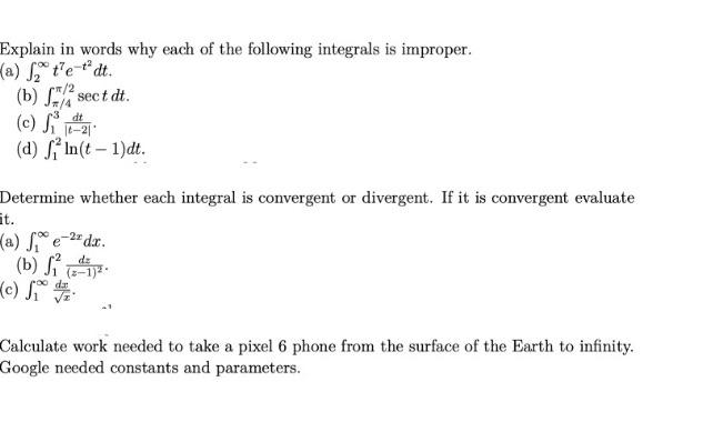 Solved Explain in words why each of the following integrals | Chegg.com