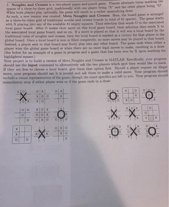 Solved 1. Noughts and Crosses is a two-player | Chegg.com