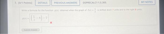 Solved Write s formila for the function g(x) obtained when | Chegg.com
