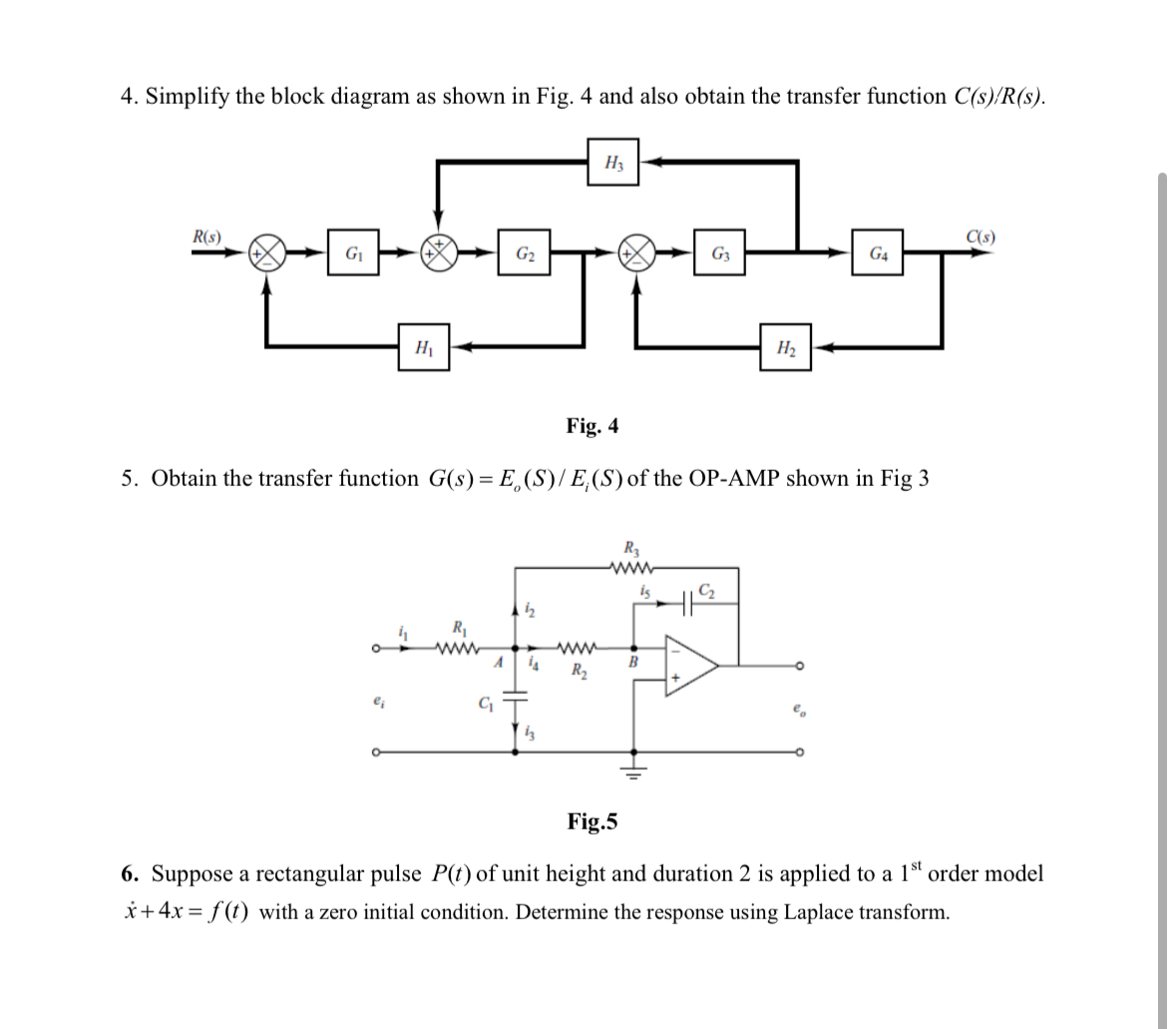 Solved Simplify the block diagram as shown in Fig. 4 ﻿and | Chegg.com