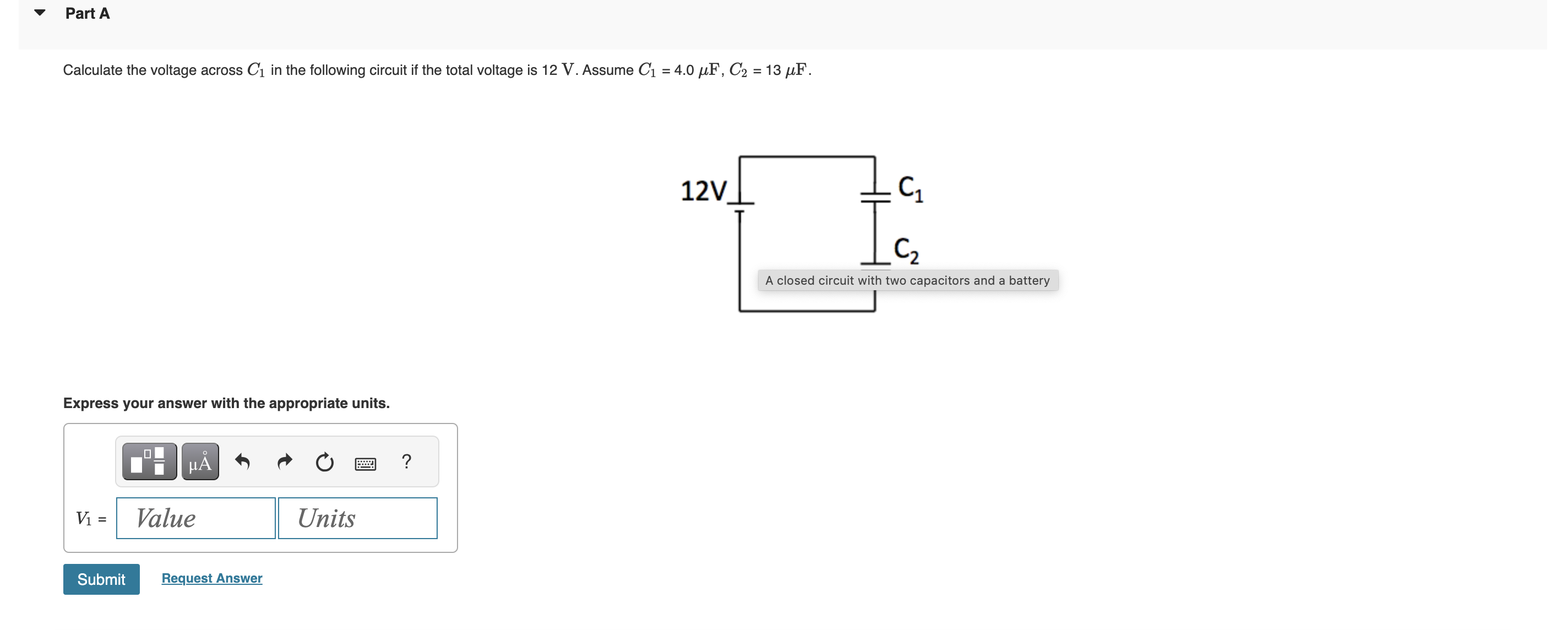 Solved Calculate the voltage across C1 ﻿in the following | Chegg.com