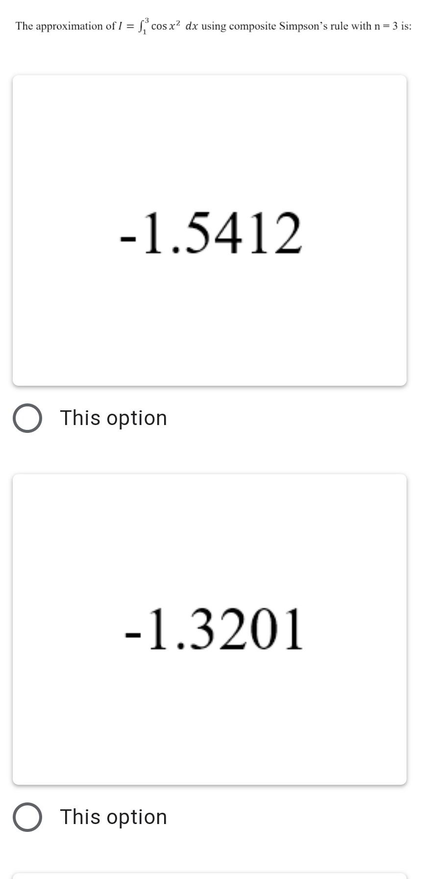Solved The approximation of I = ; cos x? dx using composite | Chegg.com