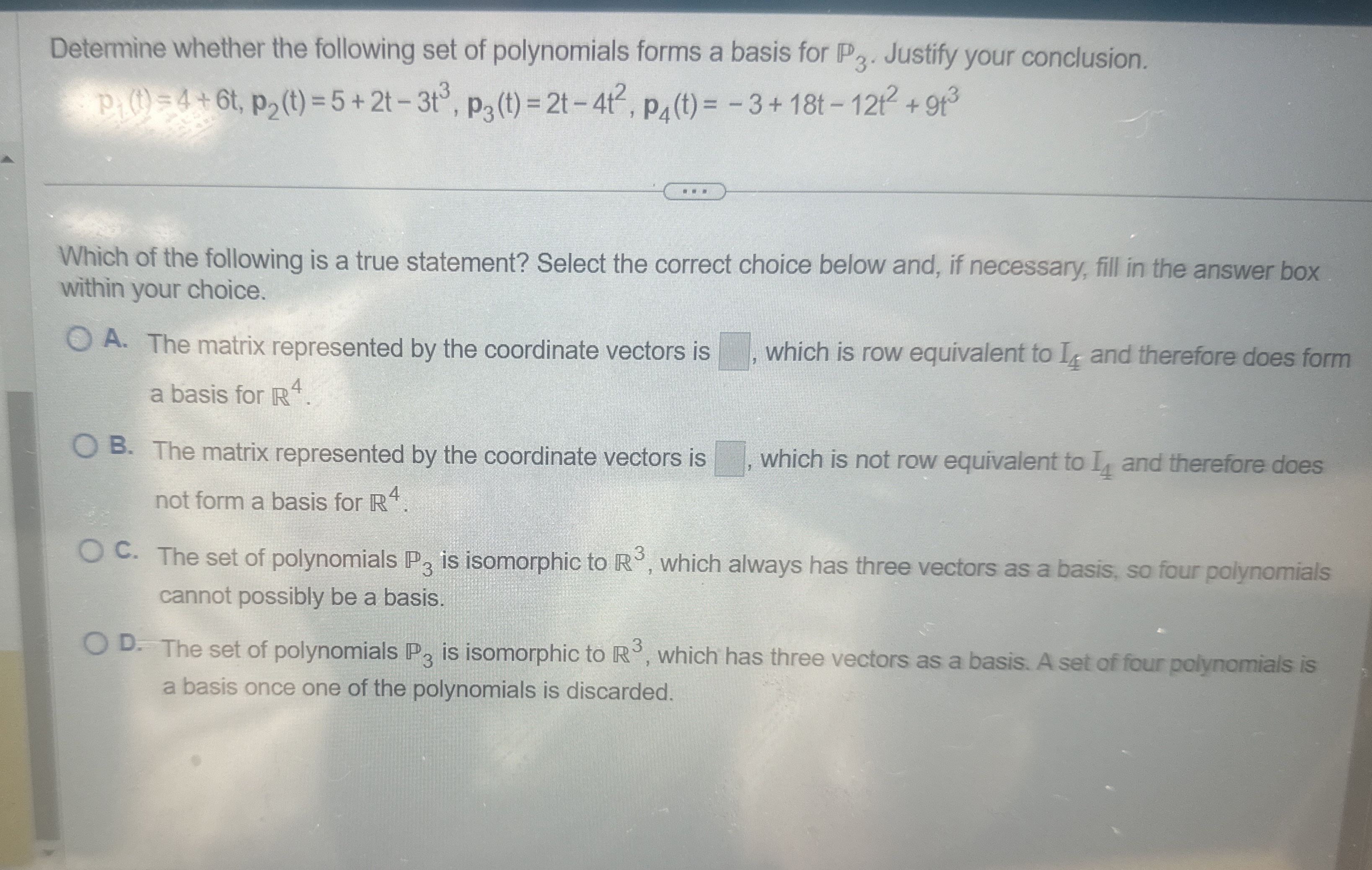 Solved Determine whether the following set of polynomials | Chegg.com