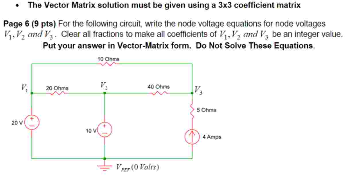Solved The Vector Matrix solution must be ﻿given using a 3×3 | Chegg.com