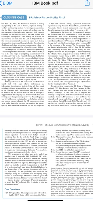 Solved BIBM IBM Book.pdf CLOSING CASE BP: Safety First or | Chegg.com