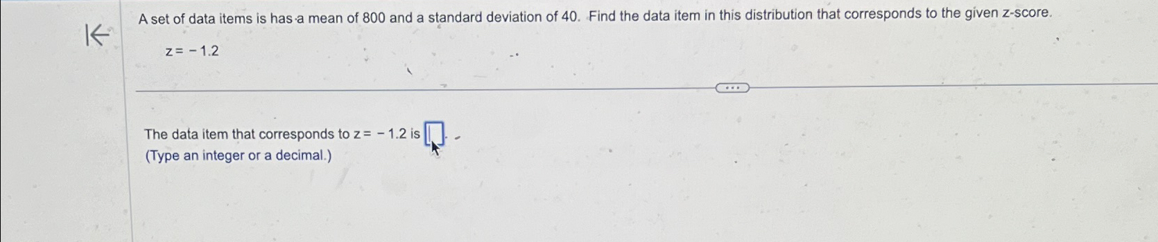 Solved A set of data items is has a mean of 800 ﻿and a | Chegg.com