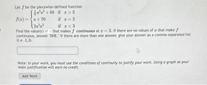 Solved Let f be the piecewise-defined function | Chegg.com