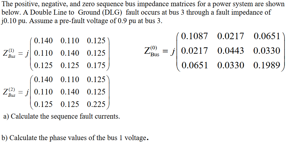 Solved The positive, negative, and zero sequence bus | Chegg.com