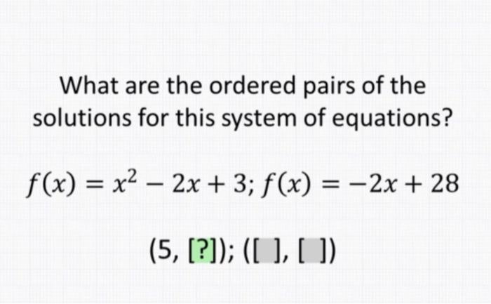 Solved What are the ordered pairs of the solutions for this | Chegg.com