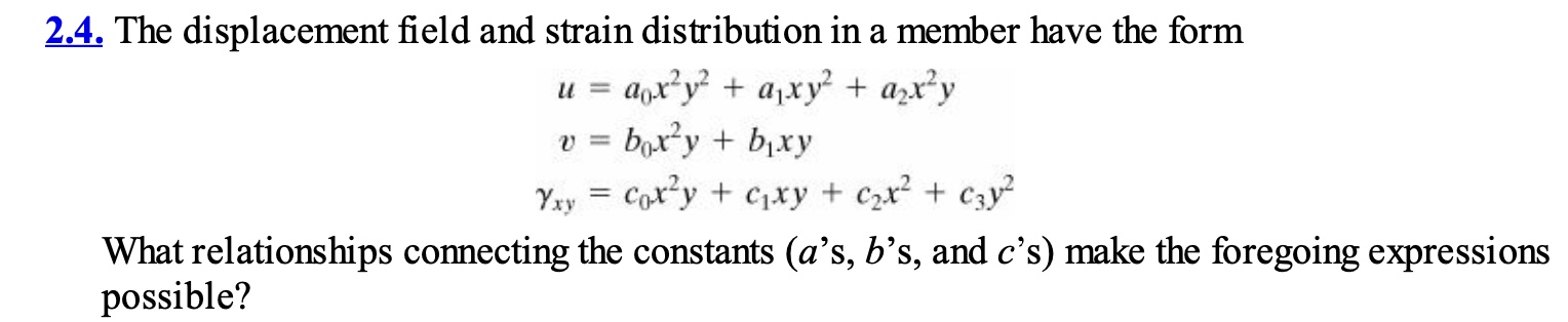Solved 2.4. ﻿The displacement field and strain distribution | Chegg.com