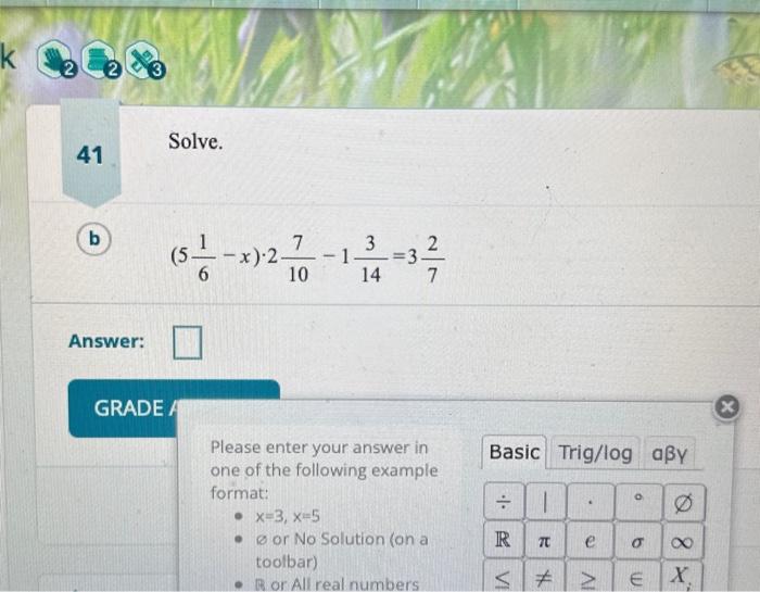 Solved 41 Solve. b (561−x)⋅2107−1143=372 Answer: Please | Chegg.com