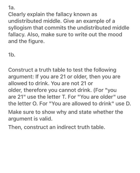 Solved 1a. Clearly explain the fallacy known as | Chegg.com