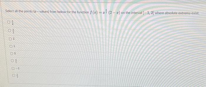 Solved Select all the points (x− values) from below for the | Chegg.com