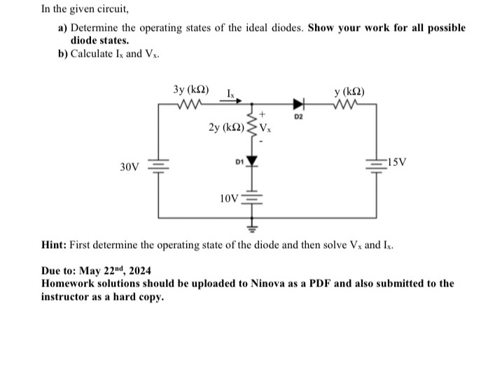 Solved In the given circuit,a) ﻿Determine the operating | Chegg.com