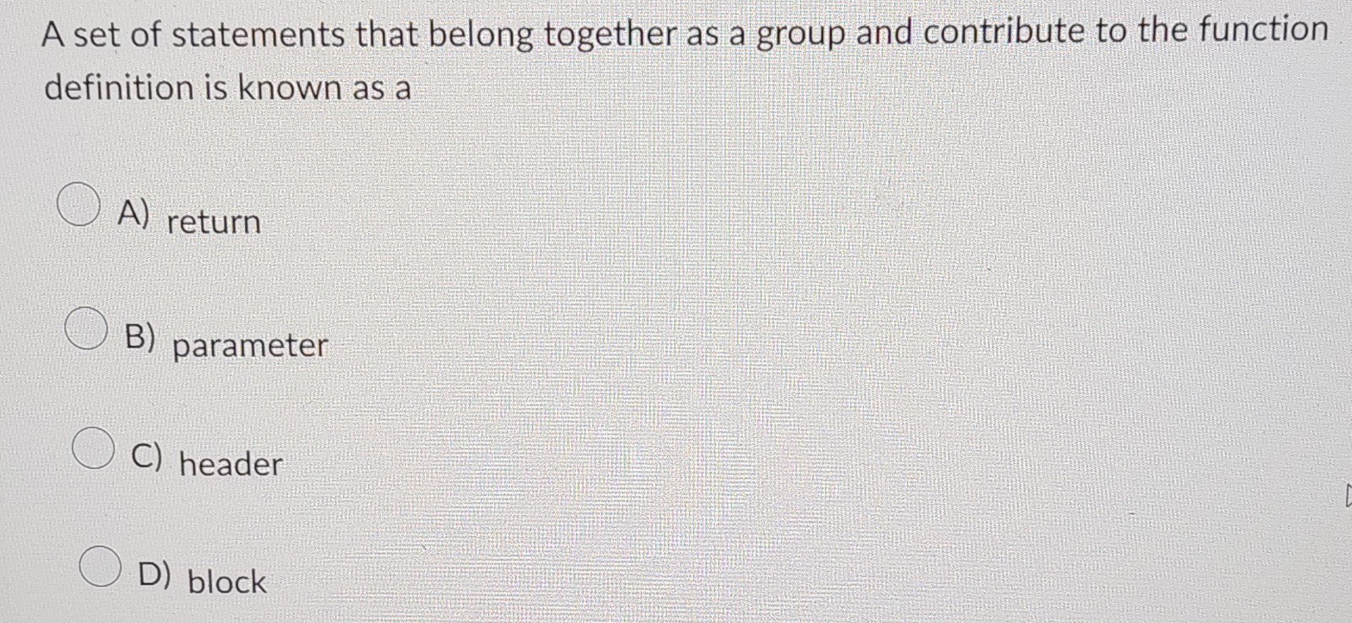 Solved A set of statements that belong together as a group | Chegg.com Solved A set of statements that belong together as a group | Chegg.com