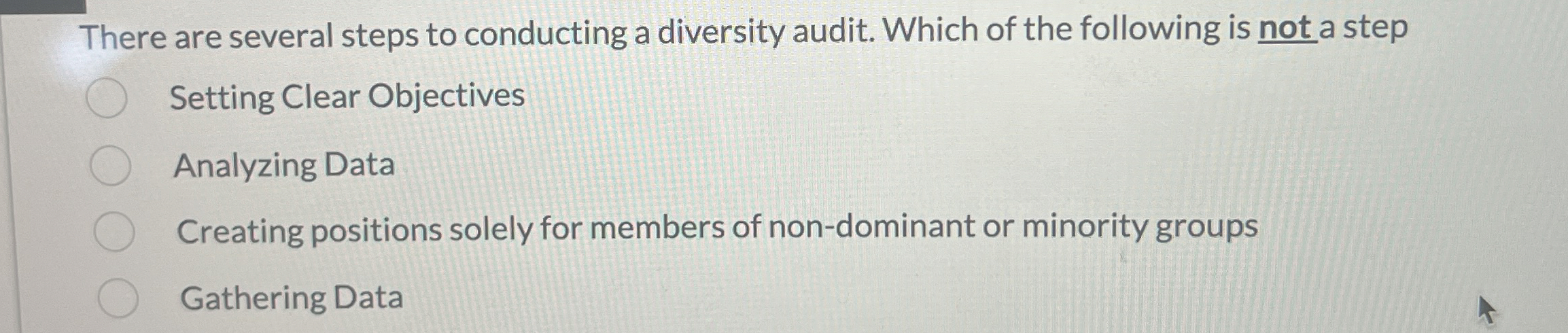 Solved There are several steps to conducting a diversity | Chegg.com