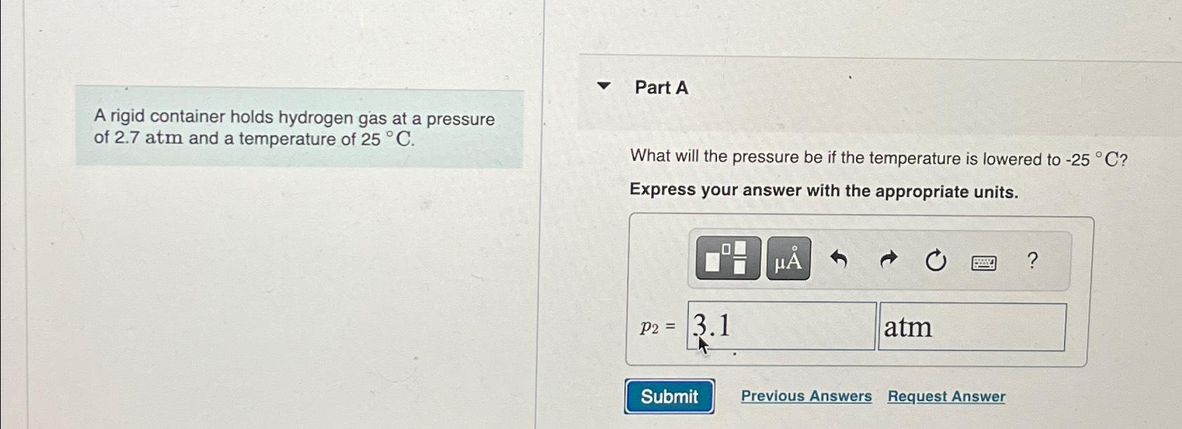 Solved A rigid container holds hydrogen gas at a pressure of | Chegg.com