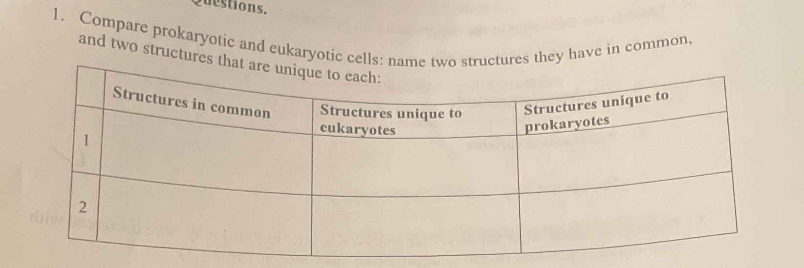 Solved Compare prokaryotic and eukaryotic cells: name two | Chegg.com