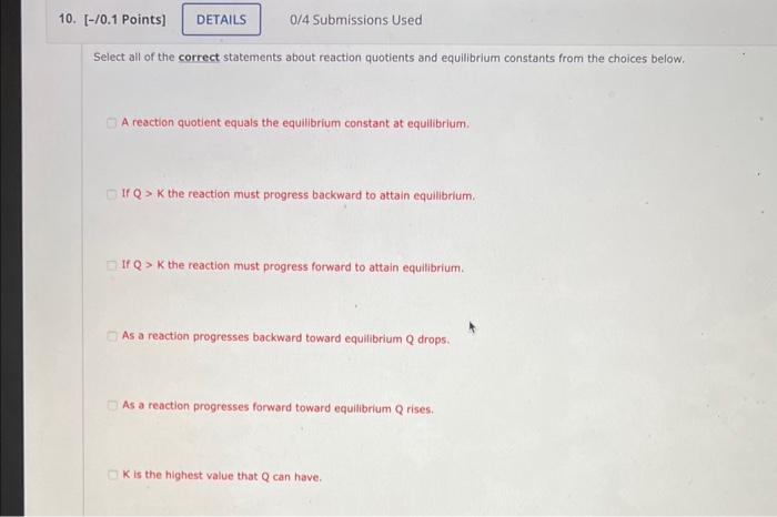 Solved Select ail of the correct statements about reaction | Chegg.com