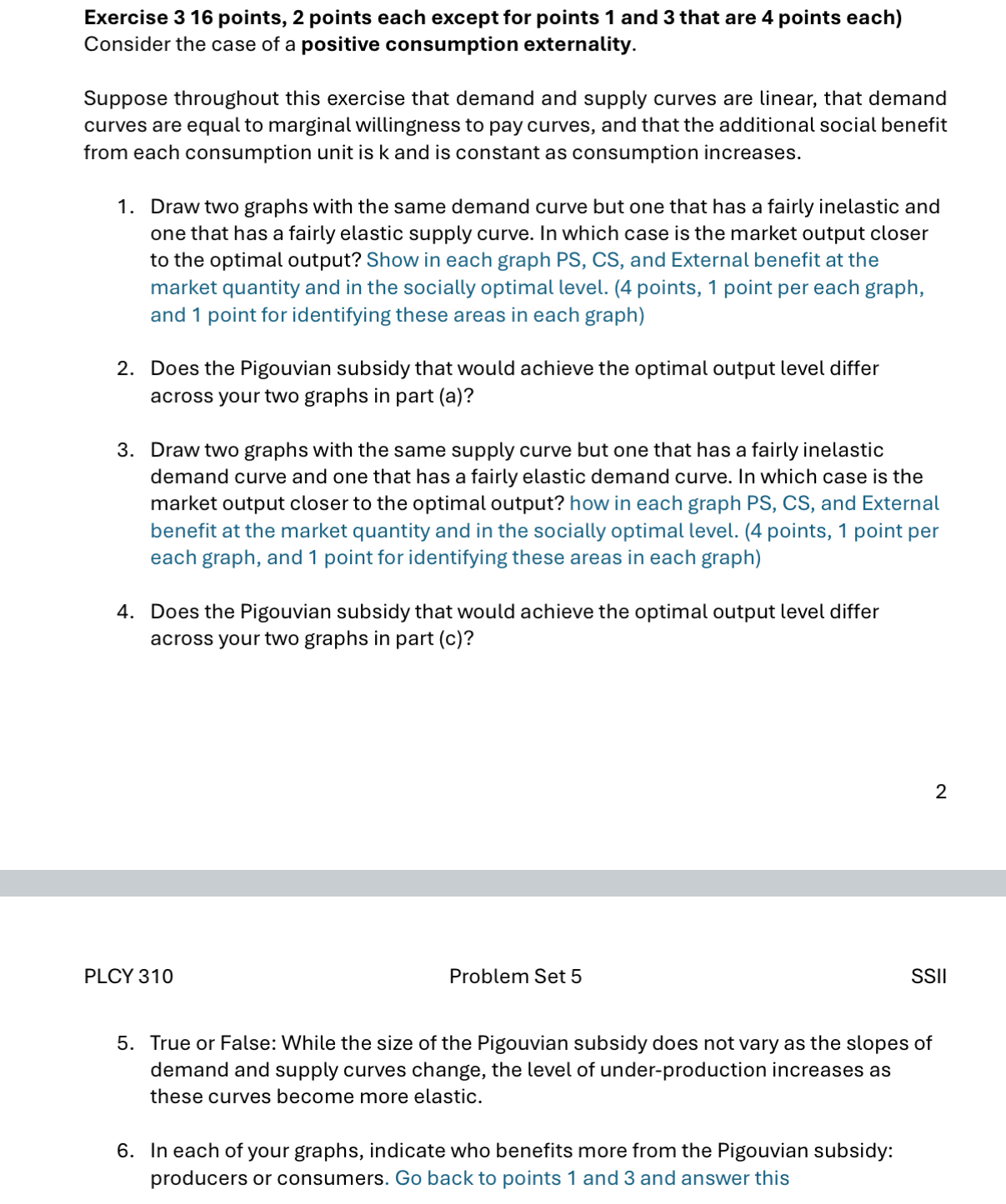 Solved Exercise 316 ﻿points, 2 ﻿points each except for | Chegg.com