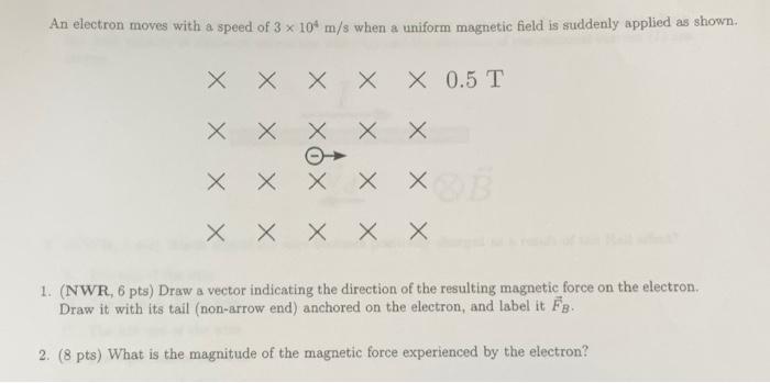 Solved An electron moves with a speed of 3×104 m/s when a | Chegg.com