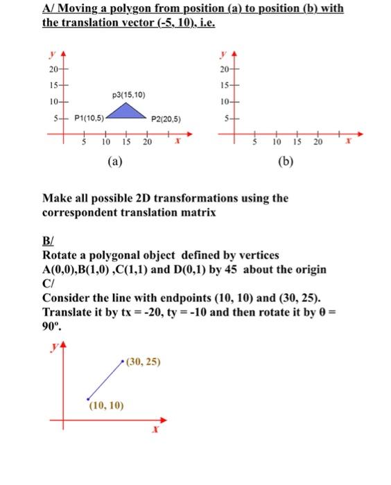 Solved A/ Moving a polygon from position (a) to position (b) | Chegg.com