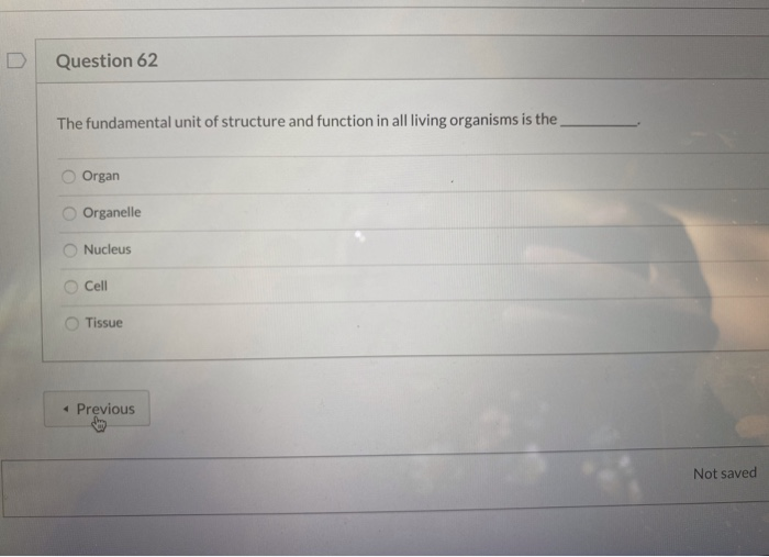 Solved Question 62 The fundamental unit of structure and | Chegg.com