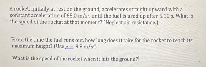 Solved A rocket, initially at rest on the ground, | Chegg.com