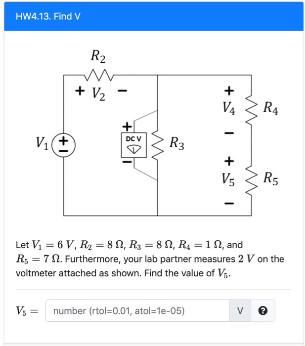 Solved HW4.13. Find V R2 V2 R4 V4 R3 DC V + R5 V5 8 Ω, R38 | Chegg.com