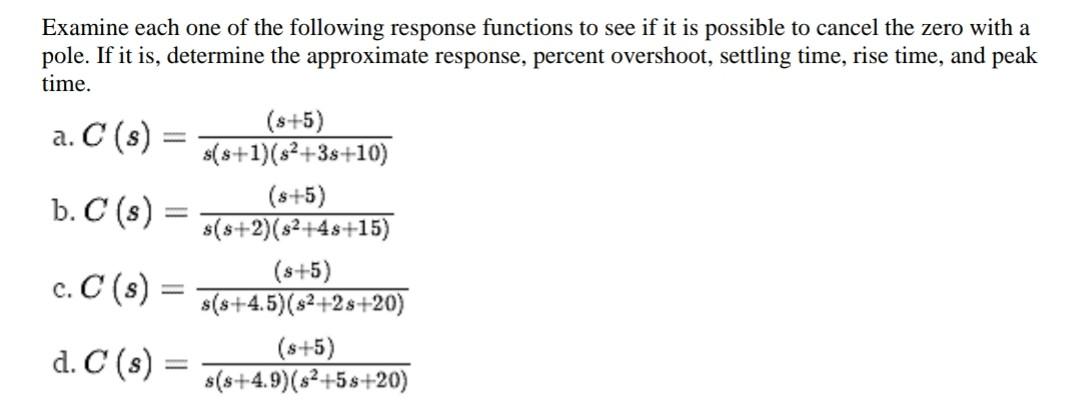Solved Examine each one of the following response functions | Chegg.com