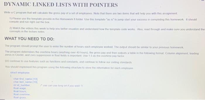 Solved DYNAMIC LINKED LISTS WITH POINTERS Write a program | Chegg.com