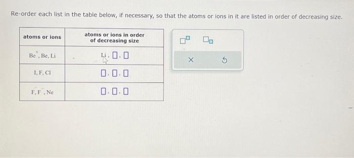 Solved Re-order each list in the table below, if necessary, | Chegg.com