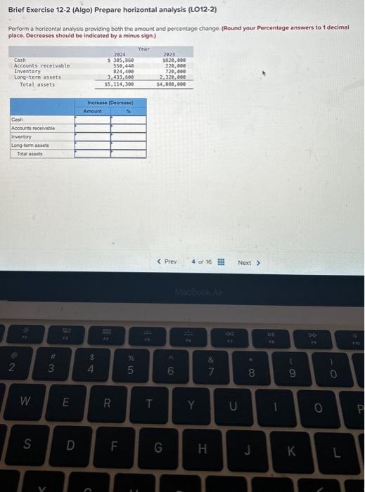 Solved Brief Exercise 12-2 (Algo) Prepare horizontal | Chegg.com