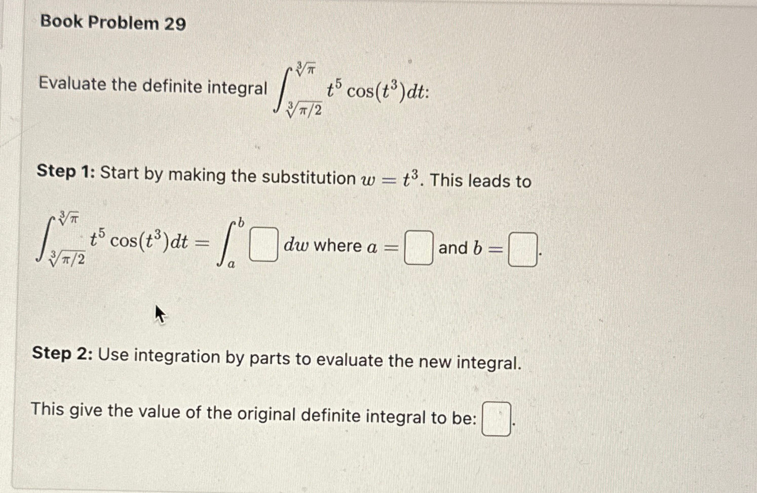 Solved Book Problem 29Evaluate the definite integral | Chegg.com