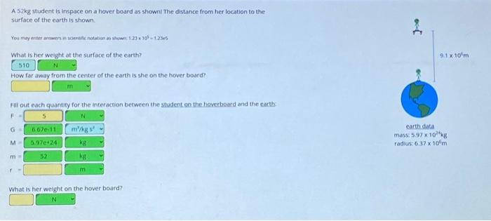 Solved A 52kg student is inspace on a hover board as shown! | Chegg.com